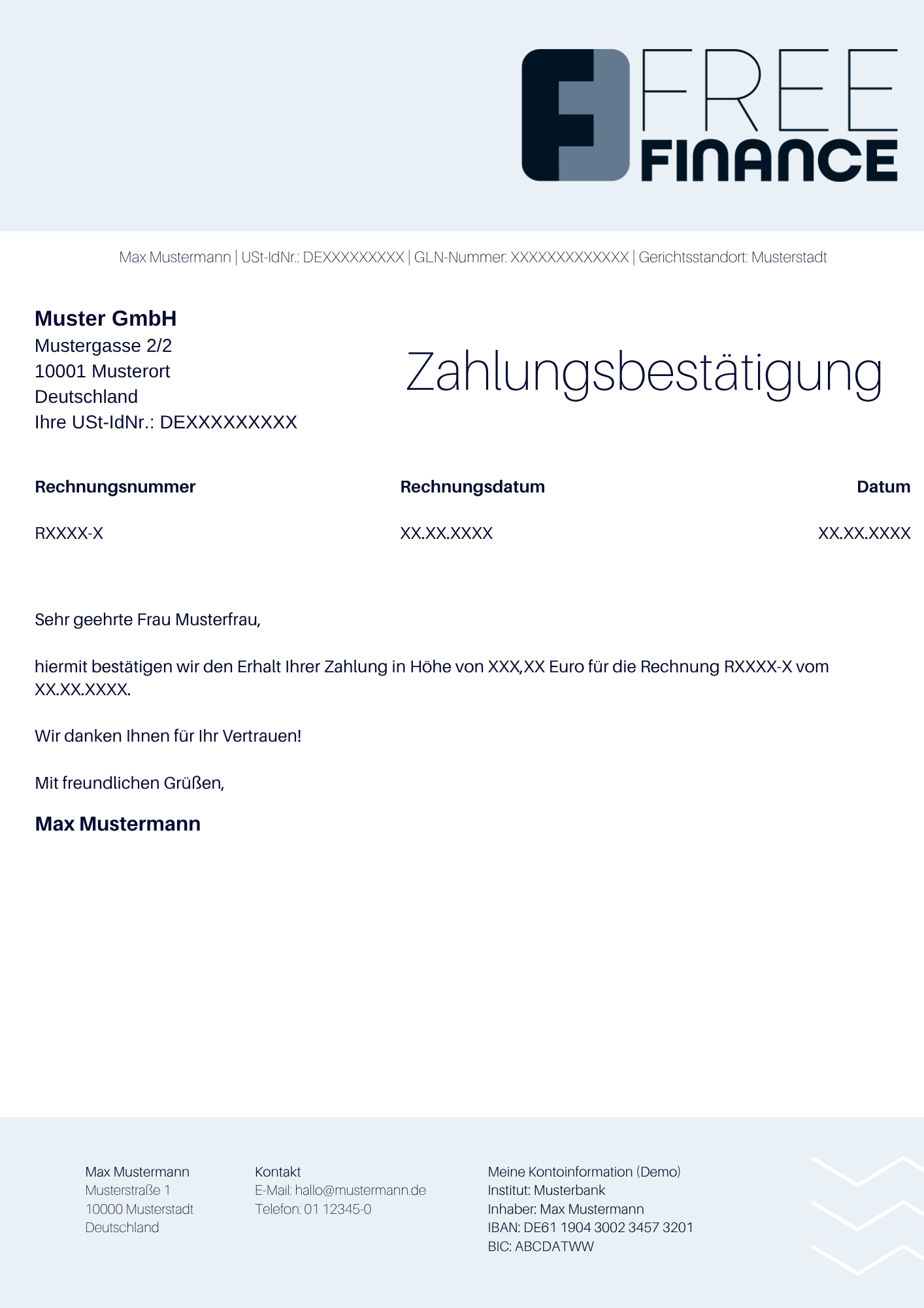 Zahlungsbestätigung ⇒ Vorlage & Erklärung – FreeFinance